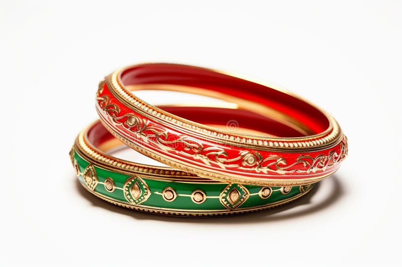 Illustration of Top View of Side View of Green Bangles and Red Bangle ...