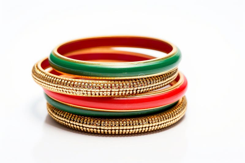 Illustration of Top View of Side View of Green Bangles and Red Bangle ...