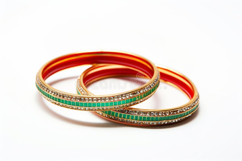 Illustration of Top View of Side View of Green Bangles and Red Bangle ...