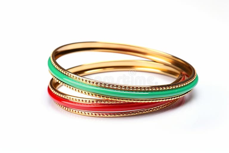 Illustration of Top View of Side View of Green Bangles and Red Bangle ...