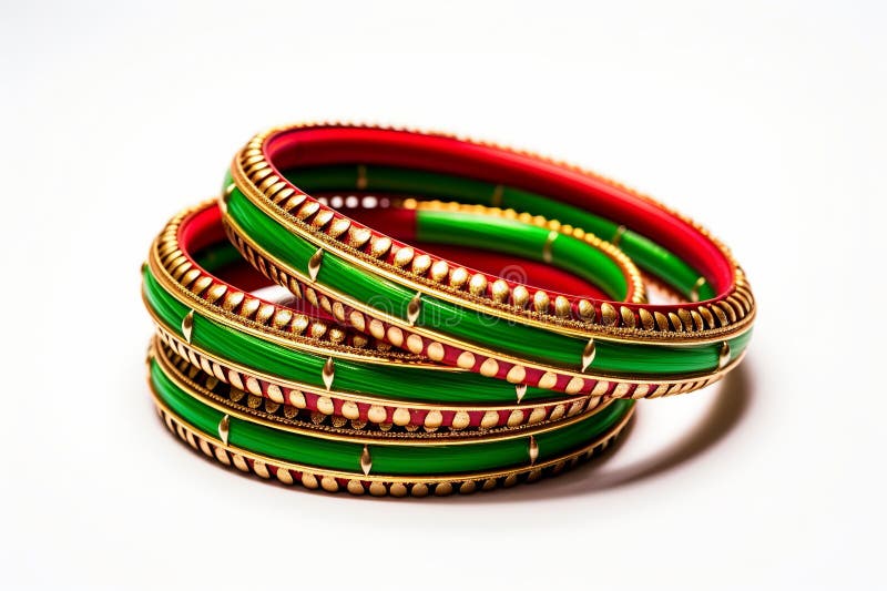 Illustration of Top View of Side View of Green Bangles and Red Bangle ...