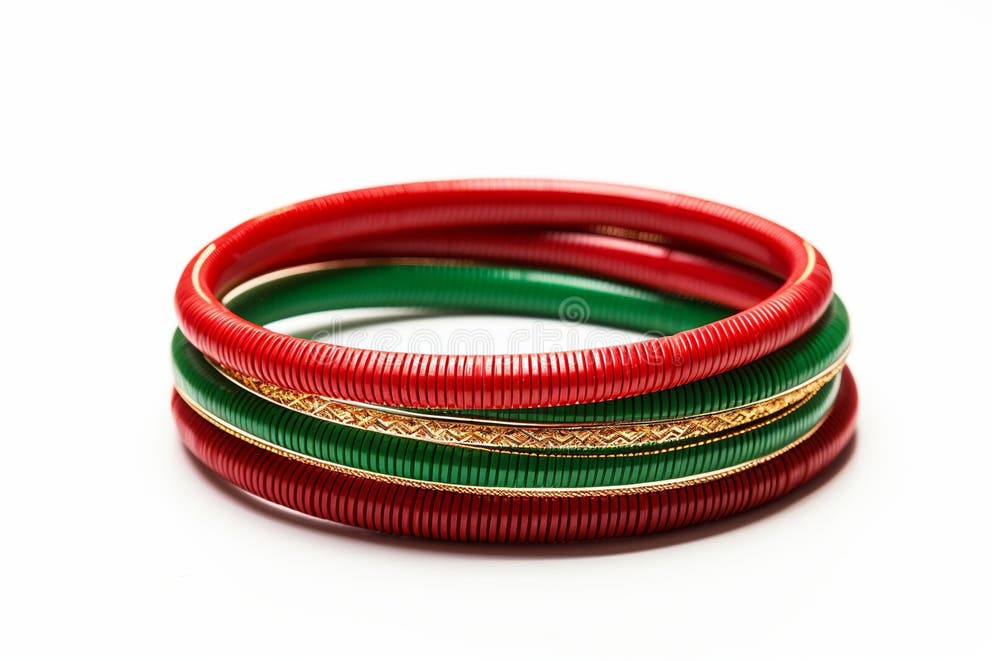 Illustration of Top View of Side View of Green Bangles and Red Bangle ...