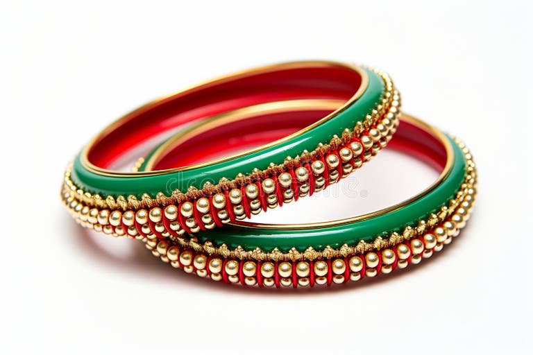 Illustration of Top View of Side View of Green Bangles and Red Bangle ...