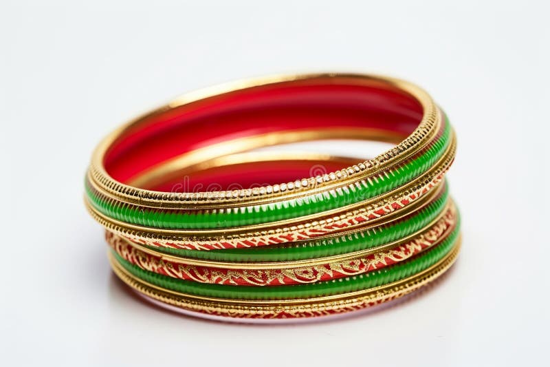 Illustration of Top View of Side View of Green Bangles and Red Bangle ...