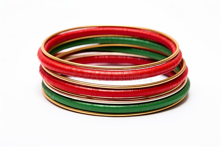 Illustration of Top View of Side View of Green Bangles and Red Bangle ...