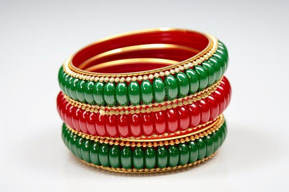 Illustration of Top View of Side View of Green Bangles and Red Bangle ...