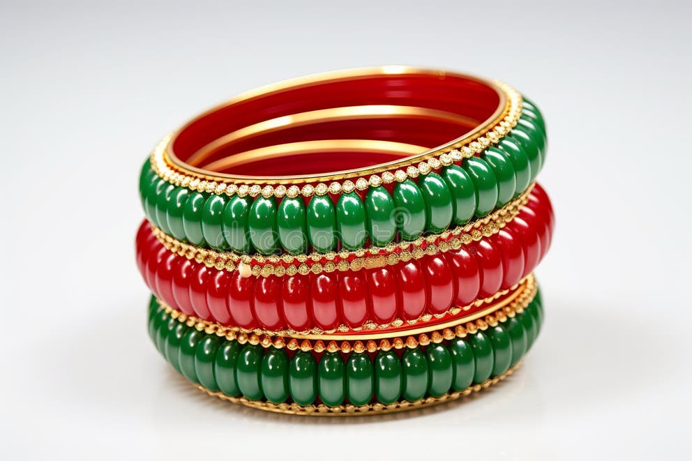 Illustration of Top View of Side View of Green Bangles and Red Bangle ...