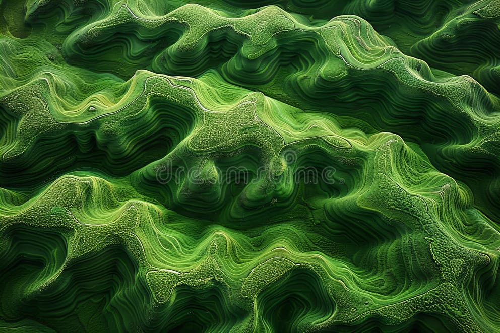 A Topdown View of an Alien Landscape with Grass that Resembles Waves, Creating Intricate ...