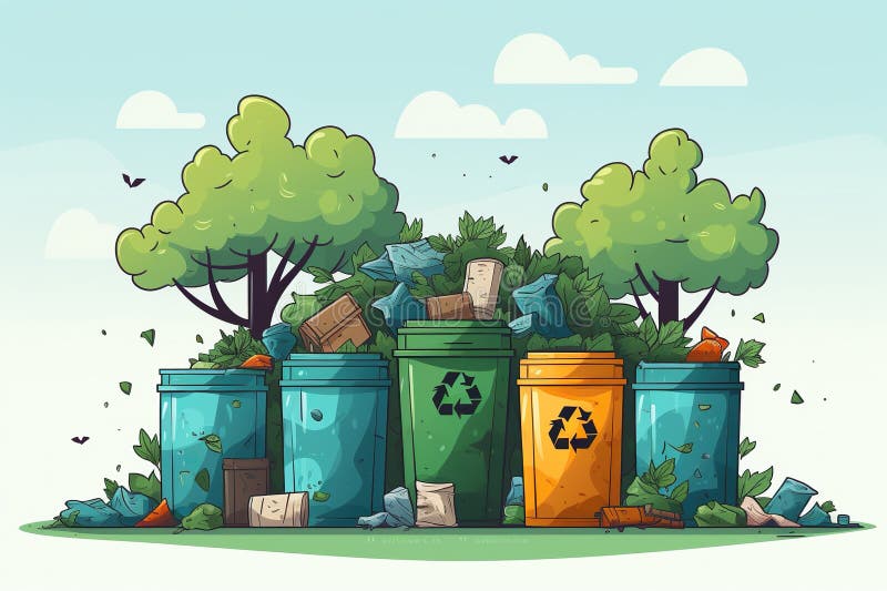 Illustration on the Topic of Proper Waste Sorting. Containers for ...