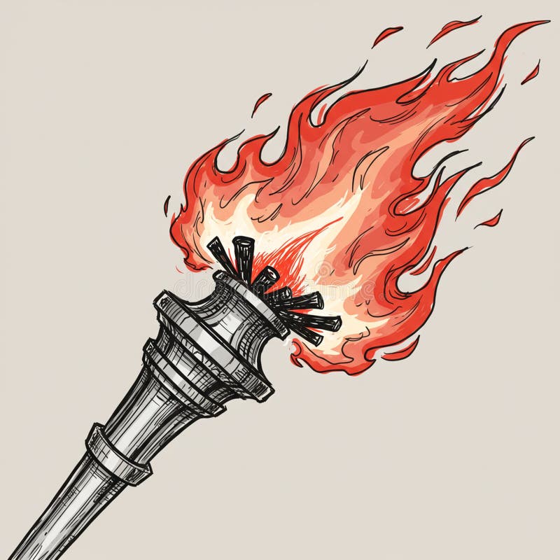 Illustration of a Torch Featuring a Detailed, Ornate Handle with ...
