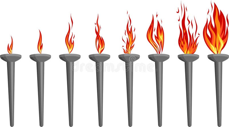 Illustration of a Torch with Fire. Stock Vector - Illustration of ...