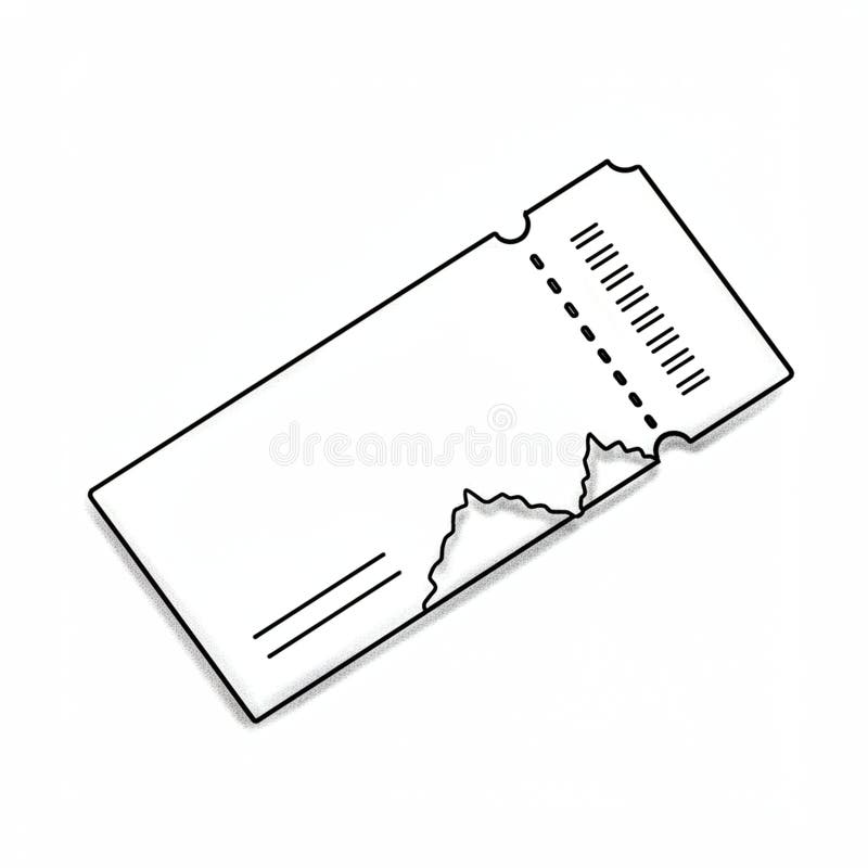 Illustration of a Torn Ticket Featuring a Rectangular Shape with ...