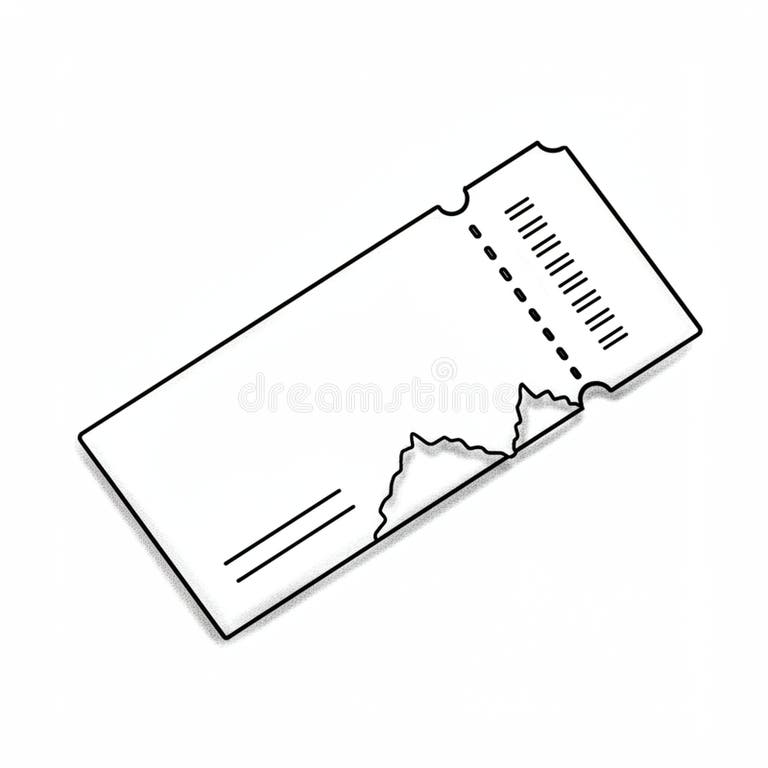 Illustration of a Torn Ticket Featuring a Rectangular Shape with ...
