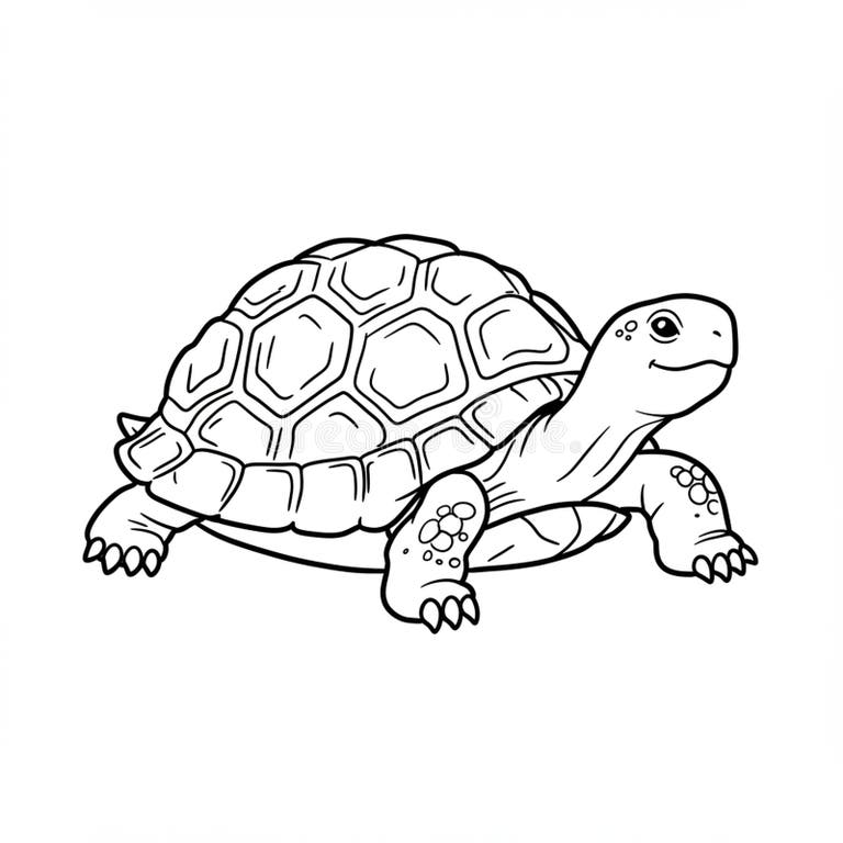 Illustration of a Tortoise with a Detailed Shell Featuring Hexagonal ...