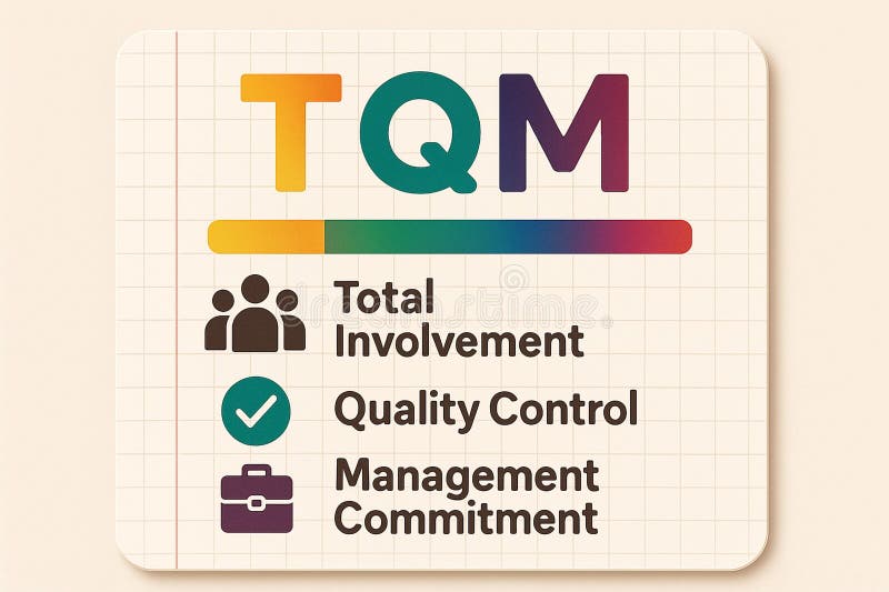 Illustration of TQM Principles Showing Total Involvement, Quality ...