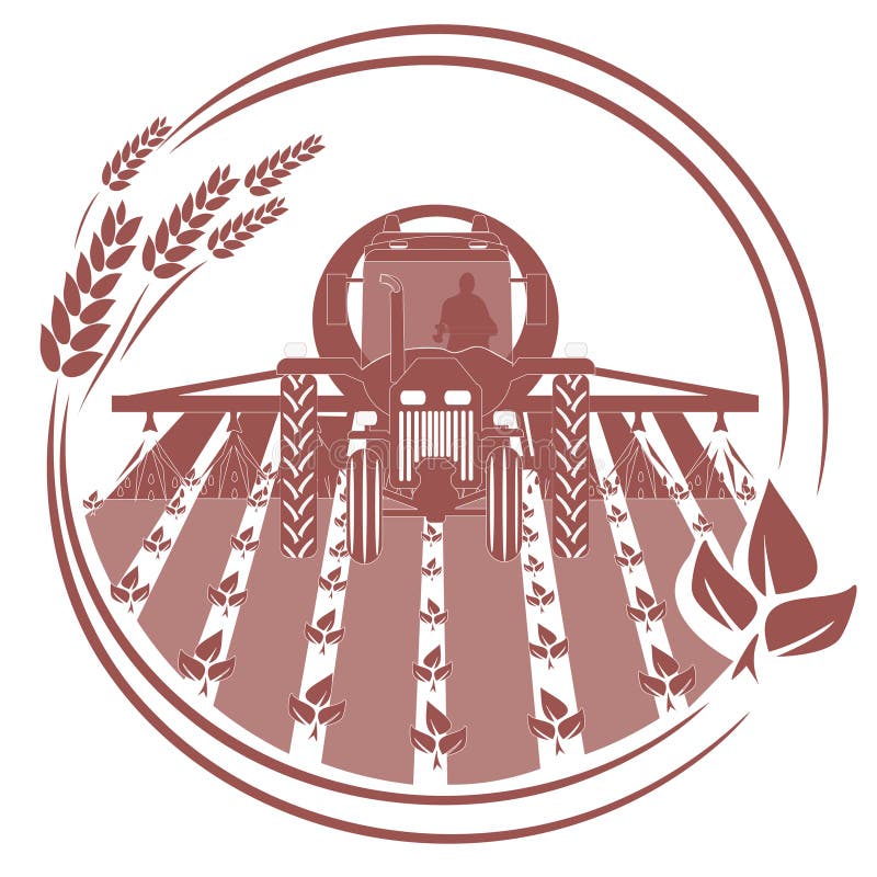 Illustration of a Tractor with a Sprayer Working in a Field. Stylized ...