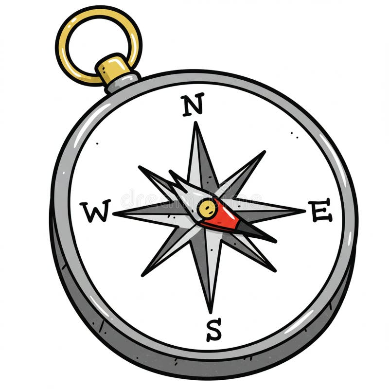 Illustration of a Traditional Compass with a Metallic Casing and a ...