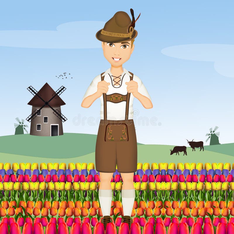 Traditional Dutch Man Costume Stock Illustration - Illustration of ...