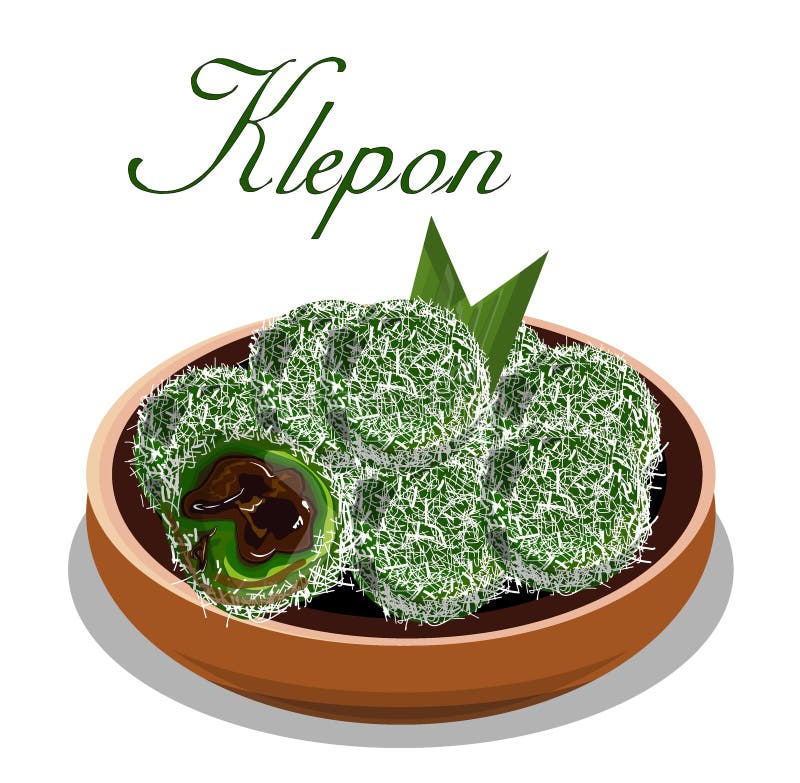 Klepon or Sweet Glutinous Rice Balls with Palm Sugar on Green Leaf ...