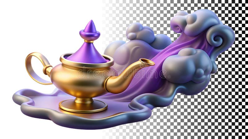 Magic Lamp on Abstract Cloud, Mystical Fantasy Object Design Png ...