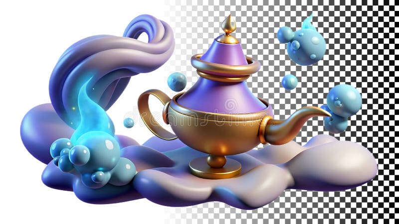 Magic Lamp on Abstract Clouds, Mystical Fantasy Object Design Png ...