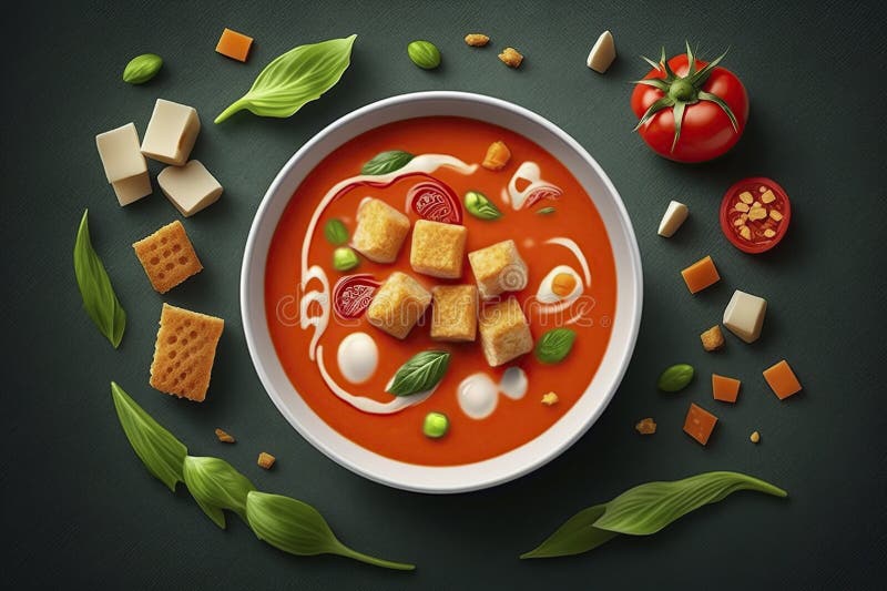 Illustration, Traditional Spanish Gazpacho, Generative Ai Stock ...