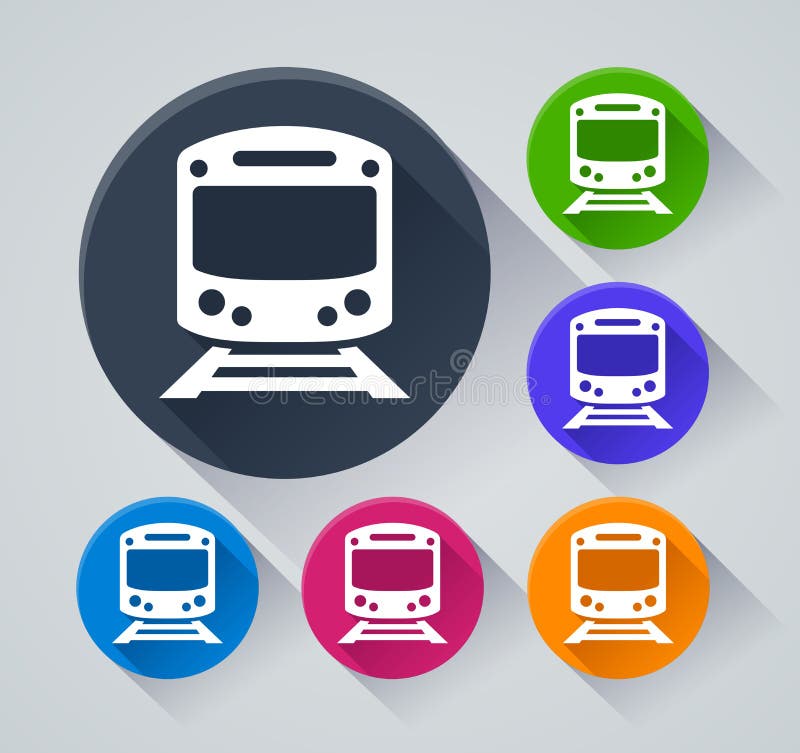 Train Circle Icons with Shadow Stock Vector - Illustration of vector ...