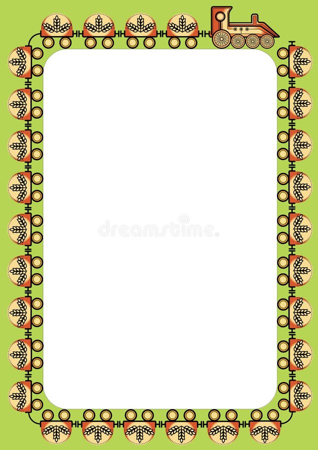 Train with Many Wagons in Frame Composition Stock Illustration ...