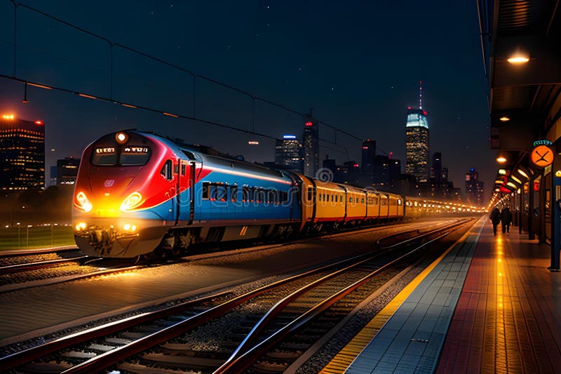 Illustration of Train on Railway. Transportation Concept Image Stock ...