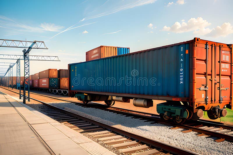 Illustration of Train on Railway. Transportation Concept Image Stock ...