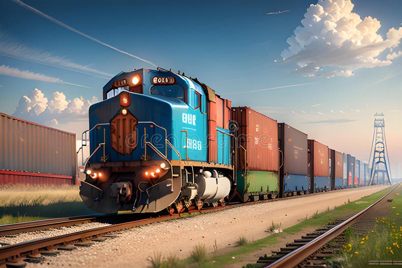 Illustration of Train on Railway. Transportation Concept Image Stock ...