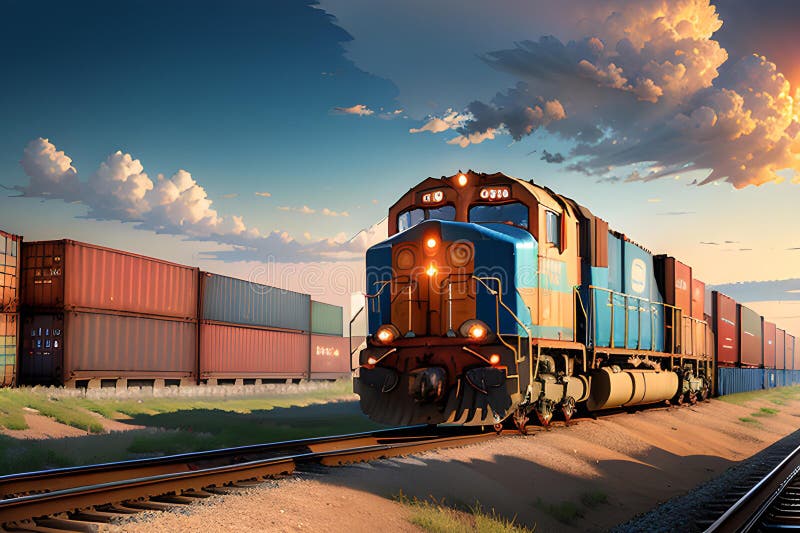 Illustration of Train on Railway. Transportation Concept Image Stock ...