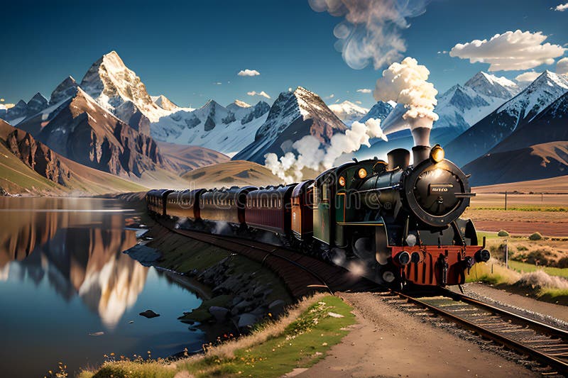 Illustration of Train on Railway. Transportation Concept Image Stock ...