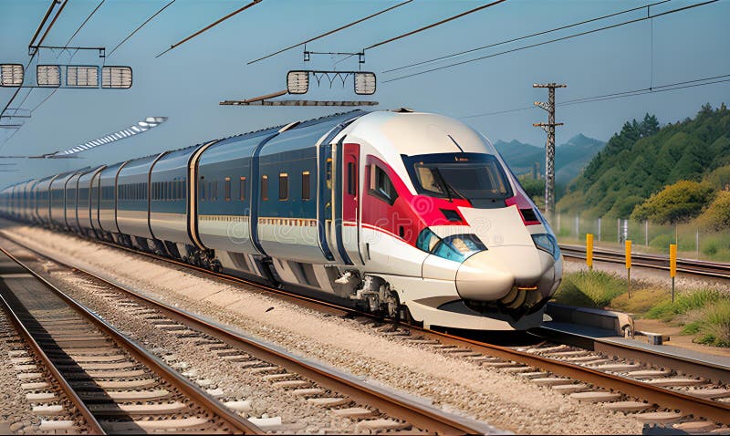 Illustration of Train on Railway. Transportation Concept Image Stock ...