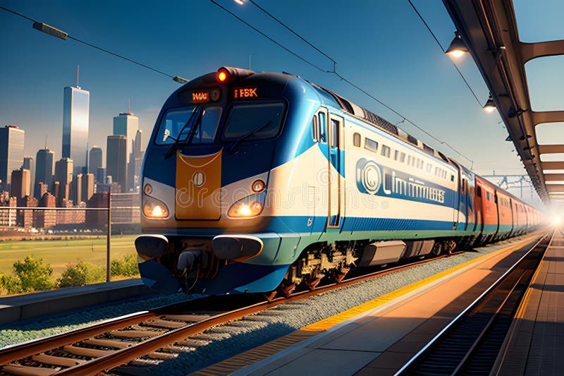 Illustration of Train on Railway. Transportation Concept Image Stock ...