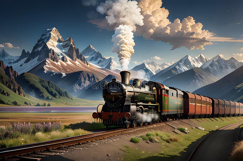 Illustration of Train on Railway. Transportation Concept Image Stock ...