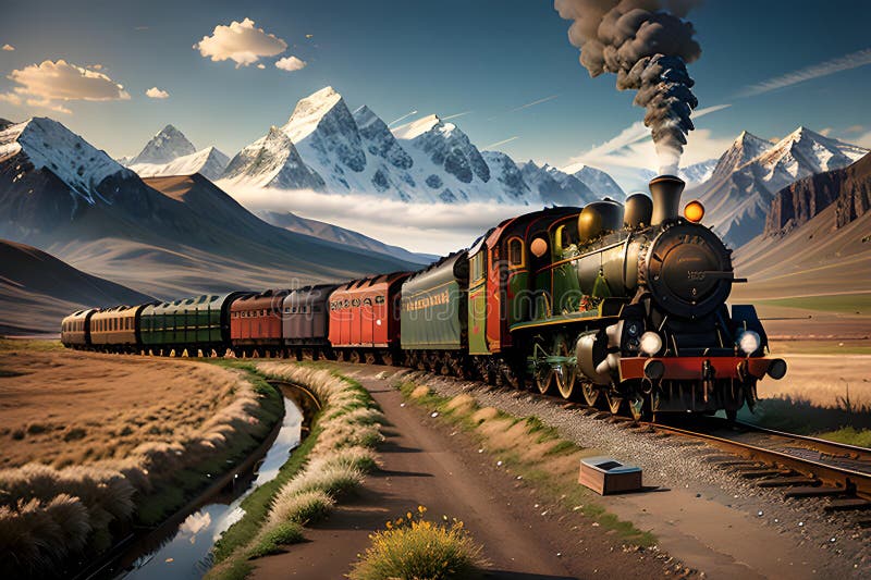 Illustration of Train on Railway. Transportation Concept Image Stock ...