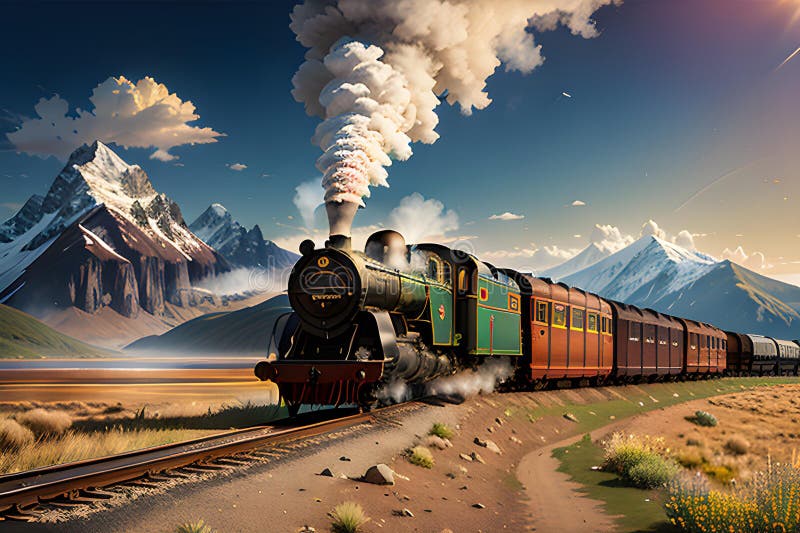 Illustration of Train on Railway. Transportation Concept Image Stock ...