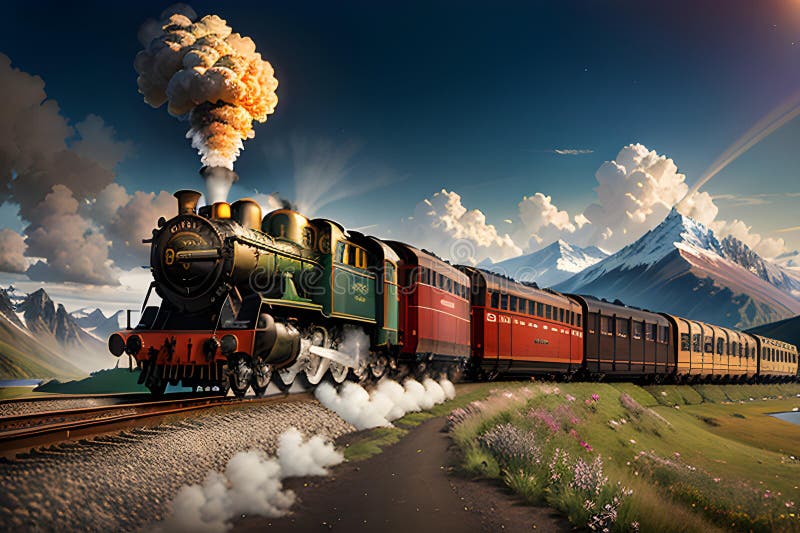 Illustration of Train on Railway. Transportation Concept Image Stock ...