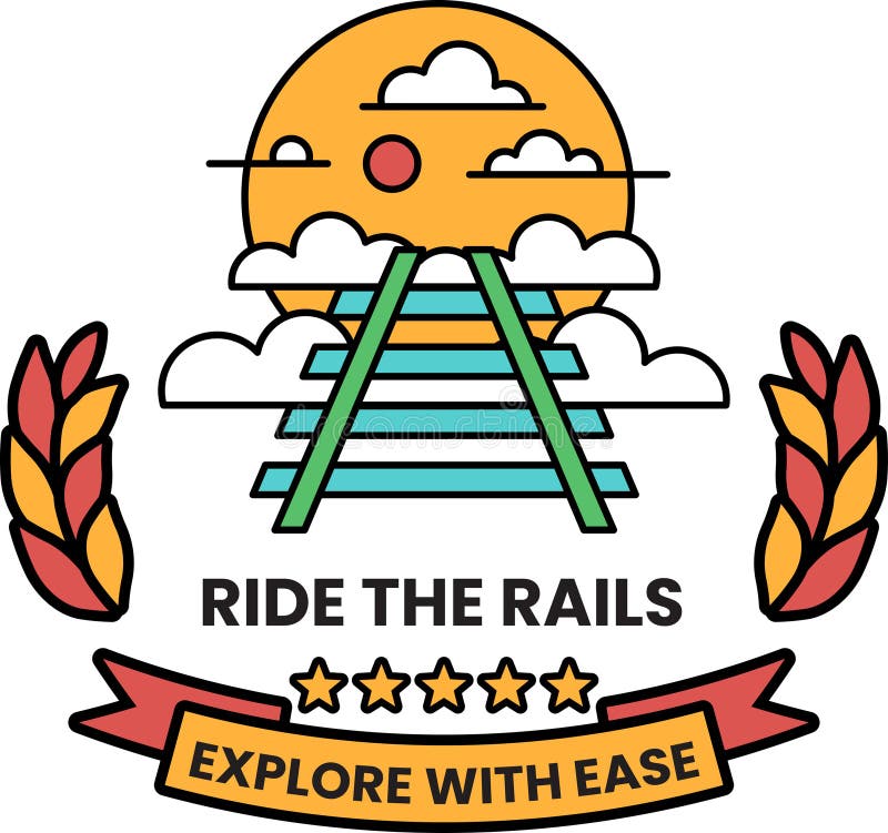 The Illustration is of a Train with a Sun in the Background Stock ...