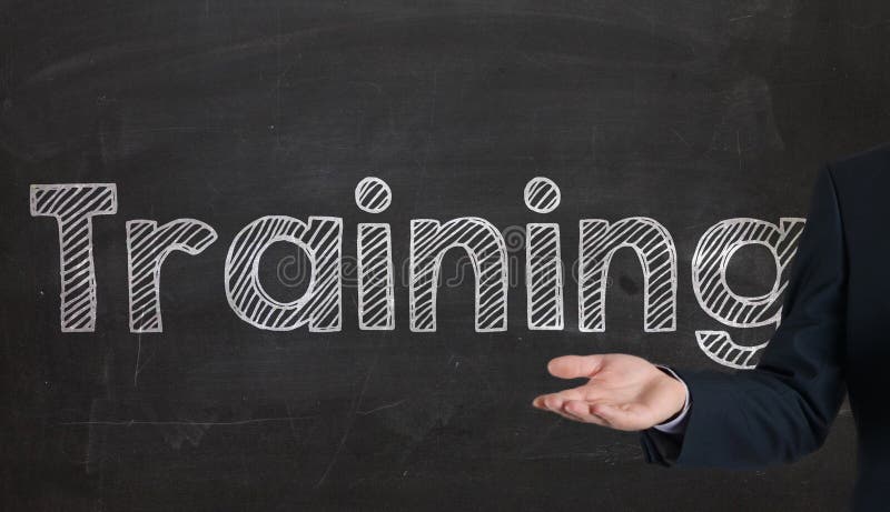 Illustration of Training and Development Written on Black Chalkboard ...