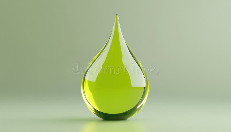 Illustration of a Transparent Green Liquid Water Drop in Rendering ...