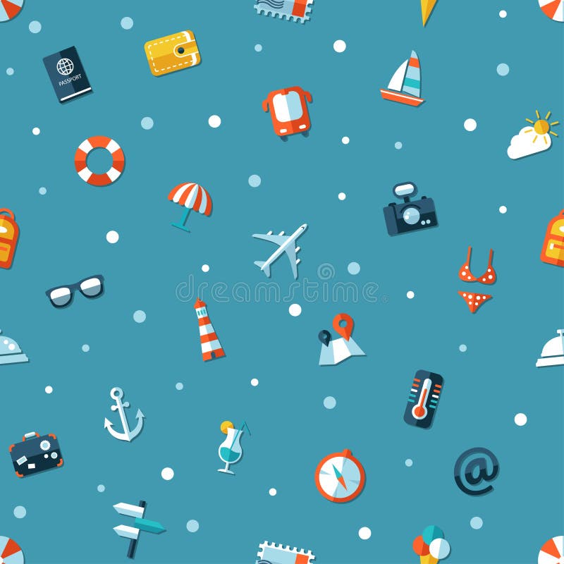 Illustration of Travel Flat Design Pattern Stock Vector - Illustration ...
