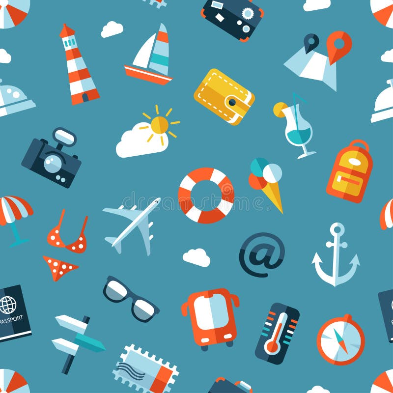 Illustration of Travel Flat Design Pattern Stock Vector - Illustration ...
