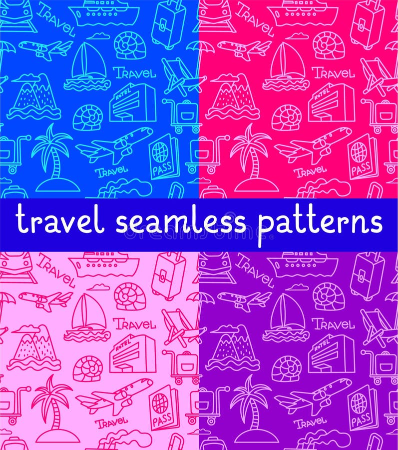 Travel seamless patterns stock vector. Illustration of pattern - 111106258