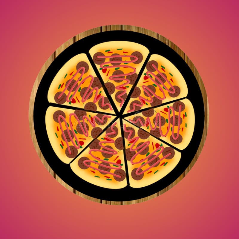 Illustration of a Tray a Pizza Stock Illustration - Illustration of ...