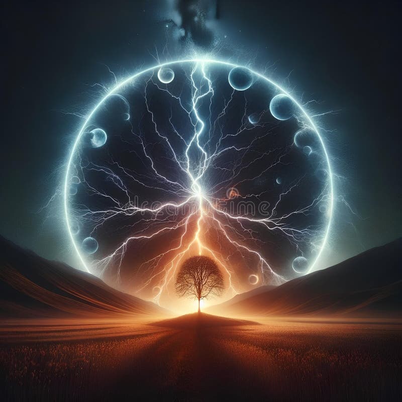 Illustration of a Tree Being Struck by Lightning Stock Illustration ...