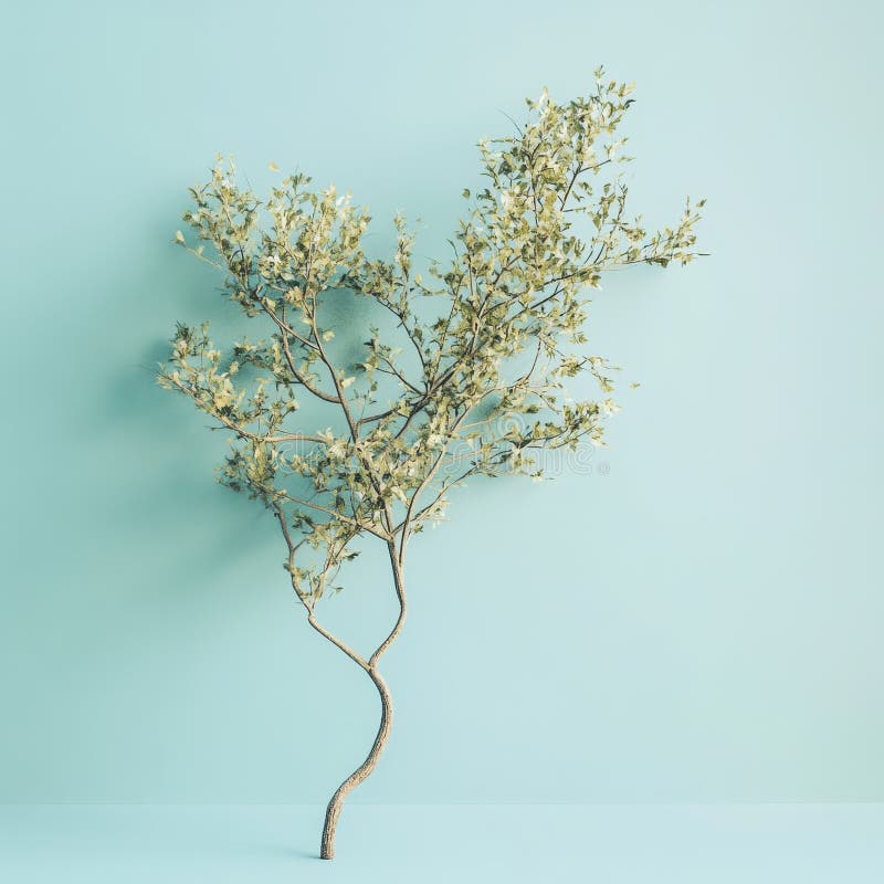 Illustration of a Tree on a Blue Background. Vintage Style Stock ...