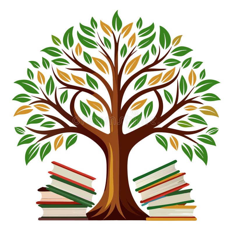 Tree of Knowledge: Books and Foliage Symbolizing Education, Learning ...