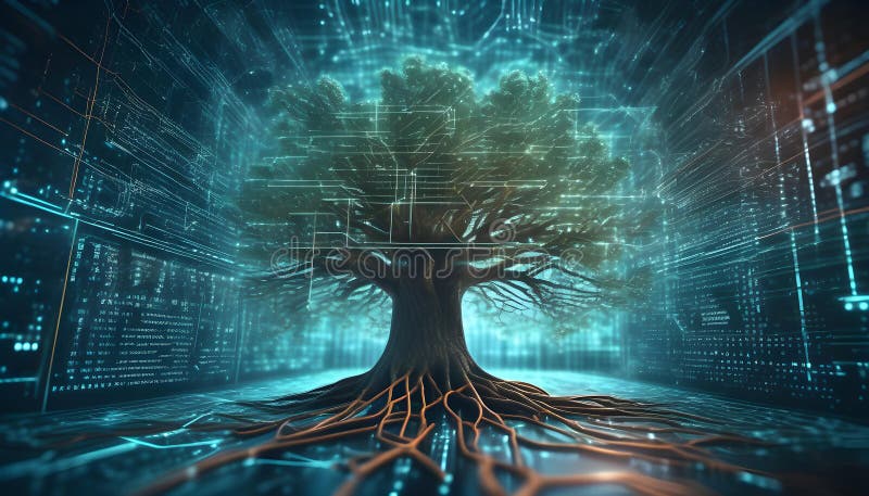 Illustration of a Tree with Branches Seamlessly Integrated into a ...